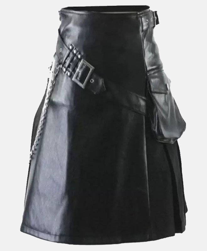 Black Gladiator Viking Leather Kilt - Highlander Kilt